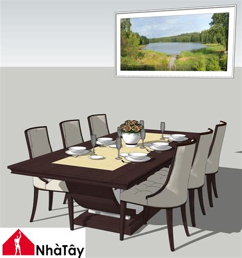 5219 Dining Table And Chair Sketchup Model Free Download