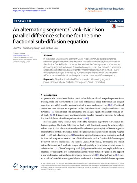 pdf an alternating segment crank nicolson parallel difference scheme