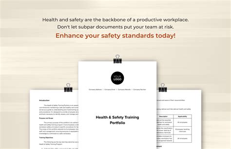 Health Safety Training Portfolio Template In PDF Word Google Docs