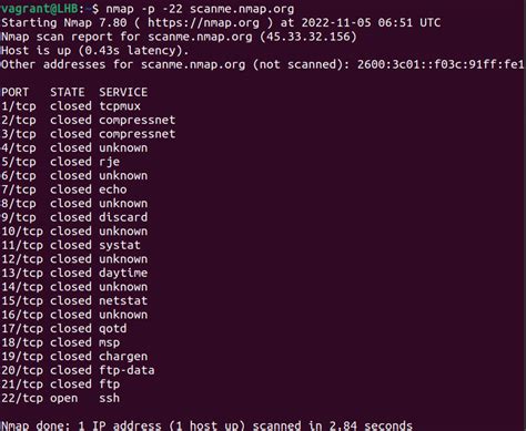 使用 nmap 扫描目标网站中的端口 nmap扫描端口