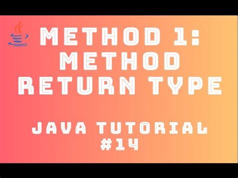 Java Tutorial Method Method Return Type YouTube