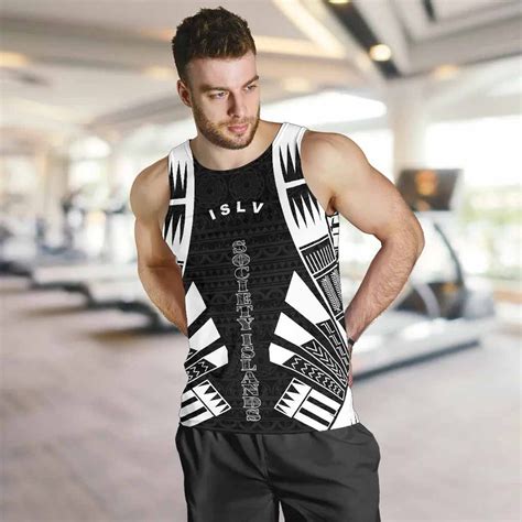 Society Islands Men Tank Top Polynesian Tattoo Black