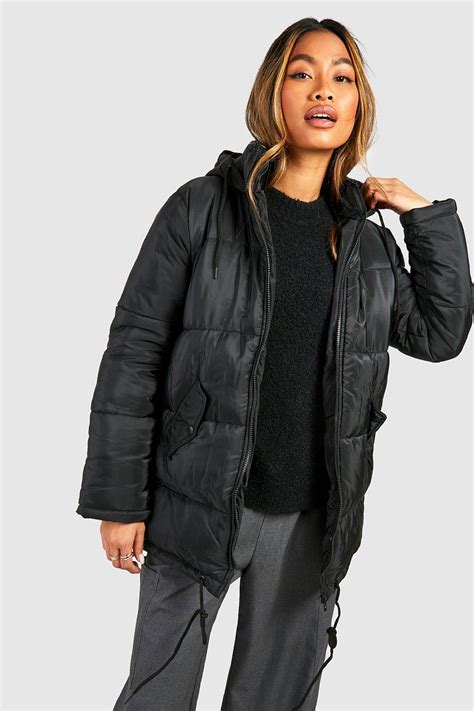 Longline Puffer Parka Black Huge Discount Meesenburgkz