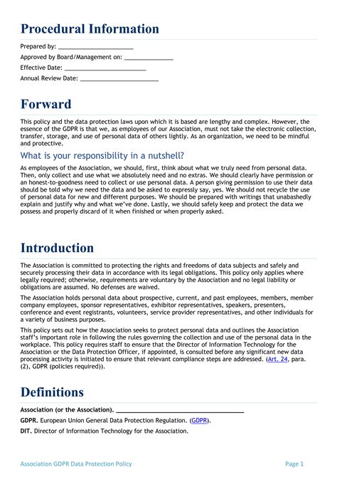 Example Association Internal Gdpr Policy Pdf