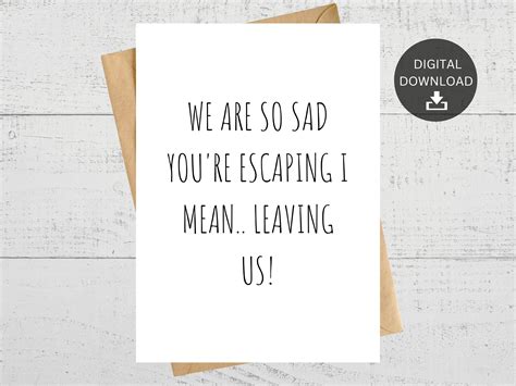 Were So Sad Your Leaving Funny Printable Goodbye Card For Co Worker