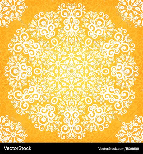 Ornate Vintage Yellow Lacy Seamless Pattern Vector Image