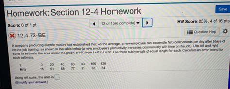 Solved Save Homework Section 12 4 Homework Score 0 Of 1 Pt