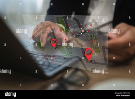 A Gps Tracking System Real Time Person Interacts With Digital Map Showing Multiple Location