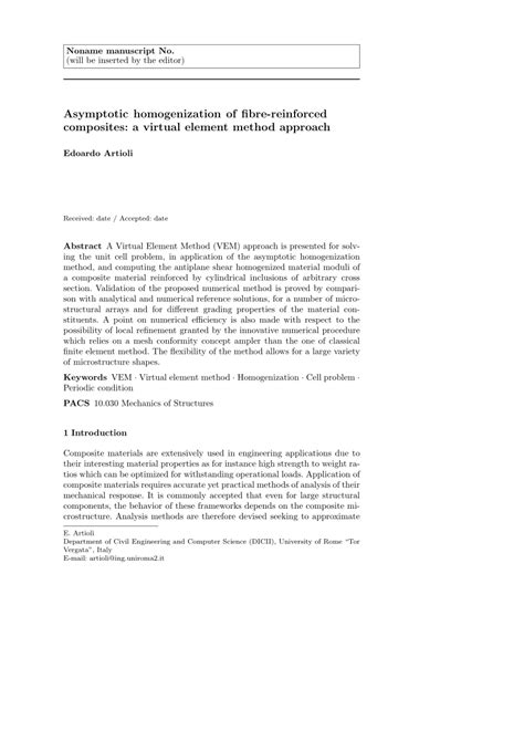 Pdf Asymptotic Homogenization Of Fibre Reinforced Composites A