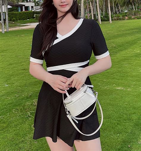 시스루데이 시스루데이 77사이즈 88사이즈 빅사이즈 반팔 스커트 블랙 원피스 수영복 모노키니