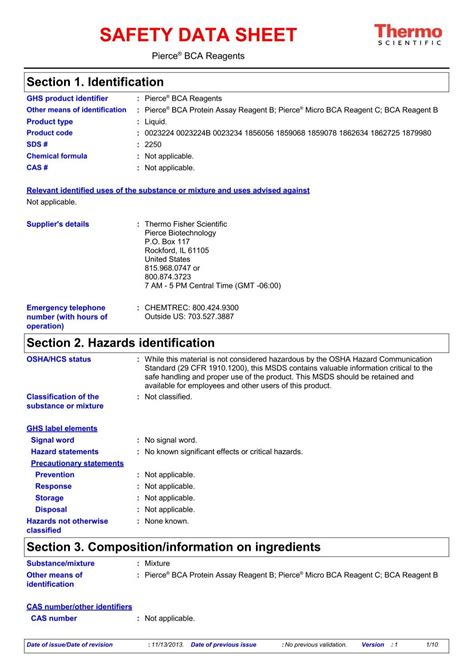 Page 1 Pierce Bca Reagents Pierce Bca Protein Assay Reagent B