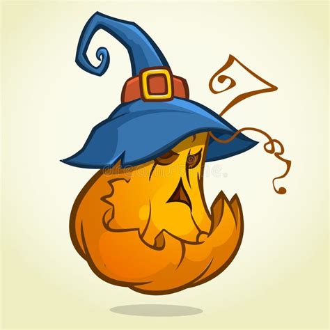 Jack O Lantern Halloween Pumpkin With Black Witches Hat Stock Vector