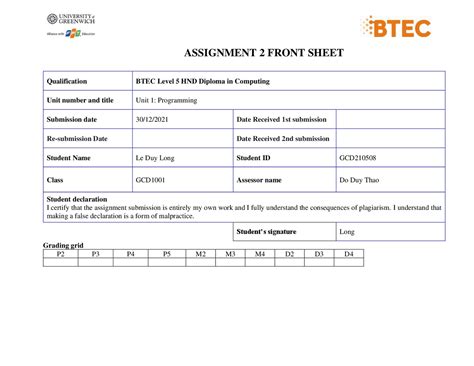 Programmingasm2greenwich2022 Assignments Computer Science Docsity