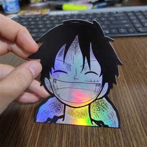 Jual Sticker Hologram Anime Besar PSH One Piece Luffy BW Jakarta Utara Sticker AJa