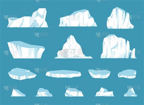 卡通浮冰套。海洋冰岩景观。b病媒