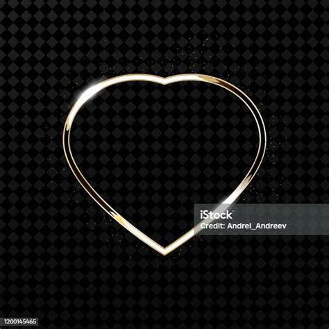 텍스트를 위한 공간이 있는 반짝이는 골드 하트 프레임 황금 빛과 마음 벡터 그림입니다 2월에 대한 스톡 벡터 아트 및 기타 이미지 2월 3차원 형태 개념 Istock