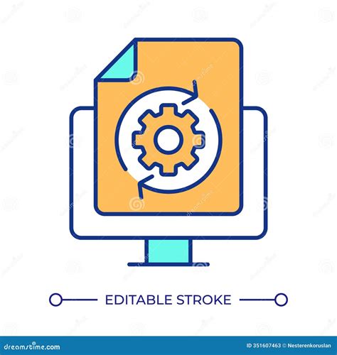 Updating File On Computer Rgb Color Icon Stock Illustration