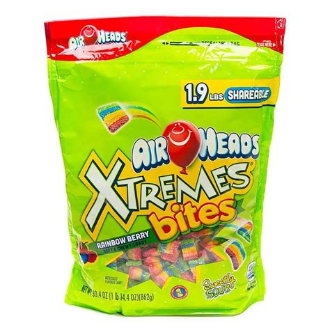 Airheads Xtremes Bites Mini Sour Candy Belts Rainbow Berry 30 Ounce