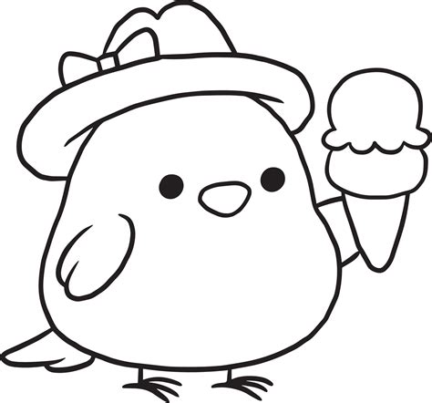 Garabato Dibujos Animados Pollo Kawaii Anime Lindo Página Para Colorear