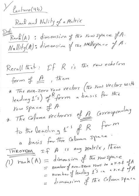 Solution Linear Algebra Row Spaces Column Spaces And Null Spaces