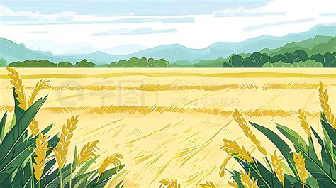 插画数字艺术 手绘扁平收获的稻田插画 Ai平面元素免费下载png格式4368像素编号69413706 千图网