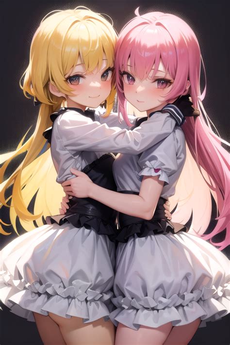 Lovely Anime Girls Hugging Each Other By Mcj0j0 On Deviantart