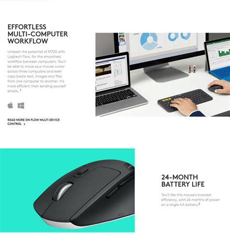 Logitech M720 Multi Device Dual Mode Wireless Mouse Black