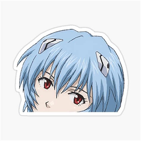 Pegatina Rei Ayanami Ojos Peeker De Kawaiicrossing Redbubble