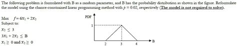 Solved See Picture The Following Problem Is Formulated With B As