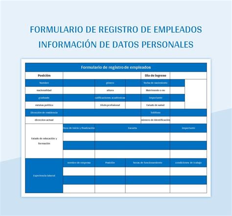 Plantillas Registro De Empleados Para Excel Gratis Y Hojas De Cálculo
