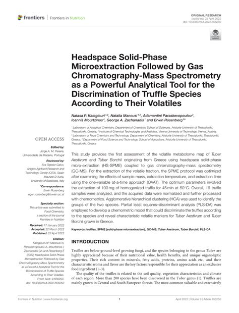 Pdf Headspace Solid Phase Microextraction Followed By Gas Chromatography Mass Spectrometry As