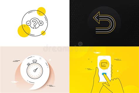 Minimal Set Of Quiz Test Timer And Upload Photo Line Icons For Web Development Vector Stock