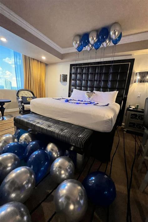 Romantic Royal Blue Silver Balloon Room Surprise For Him Romantic
