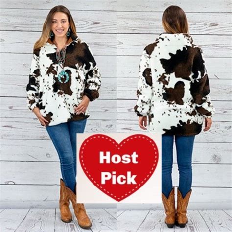 Jackets And Coats Country Western Cow Print Jacket Faux Fur Sherpa