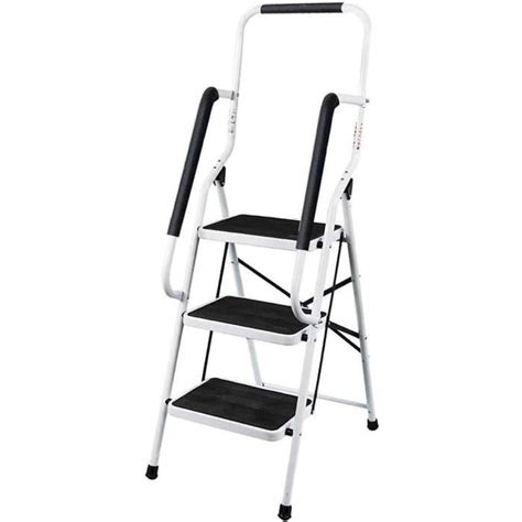 Escabeau 3 Marches Pliable Escabeau Avec Main Courante Compact Robuste