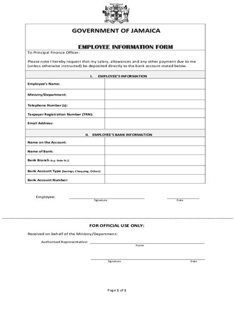 Fillable Online Government Of Jamaica Employee Information Form Fax