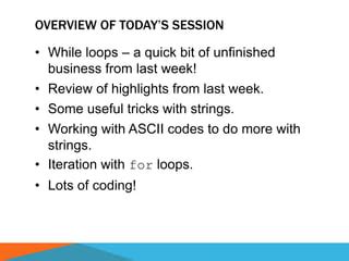 IntroPython Week StringsIteration Pptx