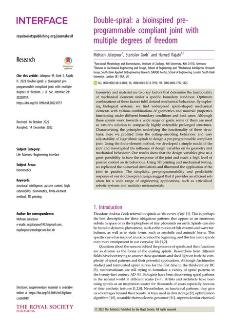 Double Spiral A Bioinspired Pre Programmable Compliant Joint With Multiple Degrees Of Freedom