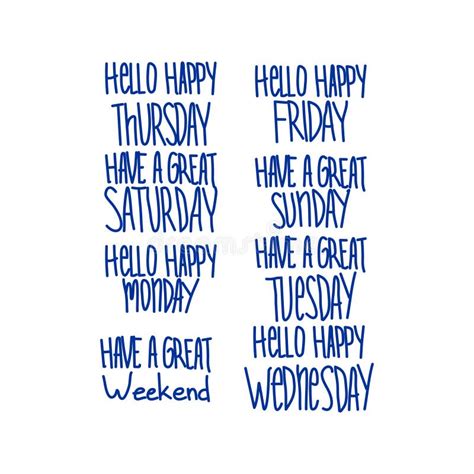 Vector Hand Lettering Set Of The Days Of The Week Stock Vector
