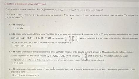 Solved The Trace Of A Square Nn Matrix A Aij Is The Sum Chegg