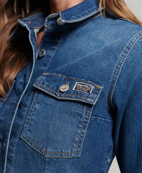 Womens Fitted Denim Dress In Dark Indigo Superdry Uk