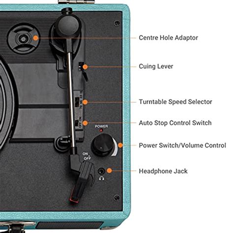 Byronstatics Tocadiscos De Vinil Tocadiscos De 3 Velocidades Con 2
