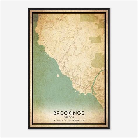 Vintage Brookings Oregon Map Poster Modern Home Decor Wall Art Print