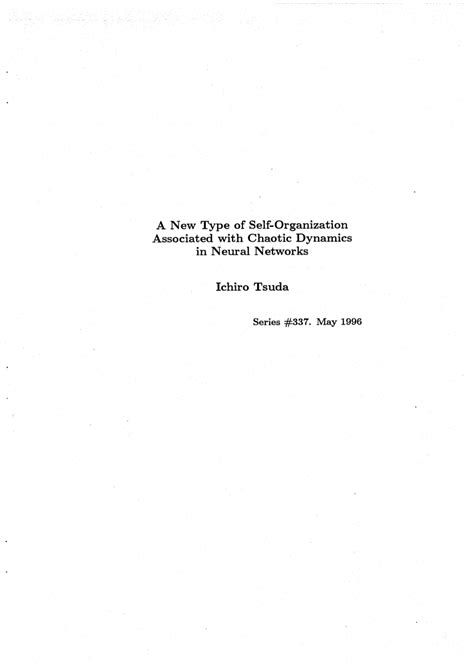 PDF A New Type Of Self Organization Associated With Chaotic Dynamics