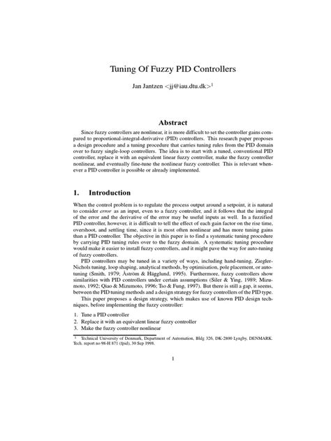 Ebook Tuning Of Fuzzy Pid Controllers Pdf Pdf Control Theory