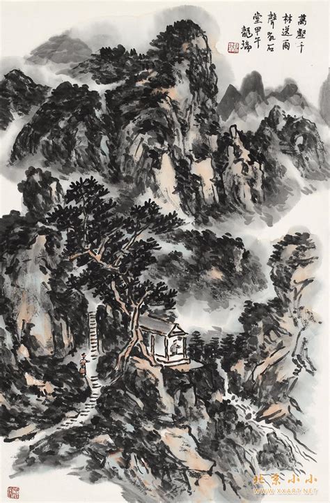 龙瑞 万壑千林送雨声 画家龙瑞作品欣赏 北京小小艺术网 xxart net