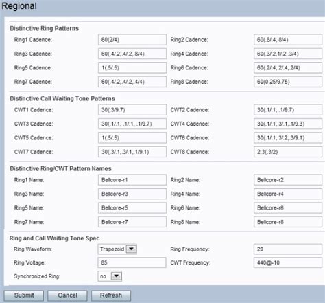 Configure Ring And Call Waiting Patterns In Regional Voice Settings On