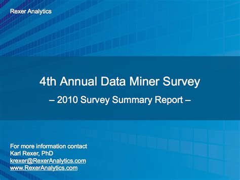 Rexer Analytics Data Science Survey