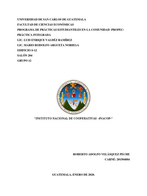 Inacop Pdf Cooperativa Gobierno