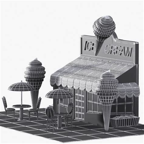 만화 아이스크림 카페 3d 모델 15 Unknown 3ds Fbx Max Obj Free3d